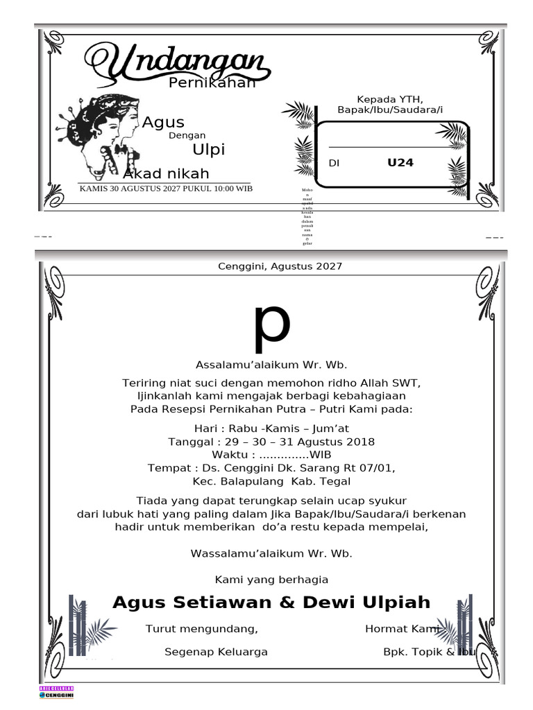 U24 Undangan Pernikahan Bambu U24 | PDF