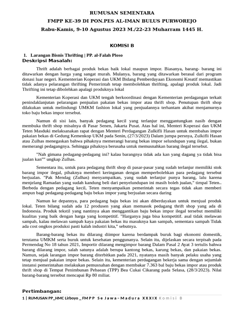 Komisi B-PP. HM Ceria Lirboyo | PDF