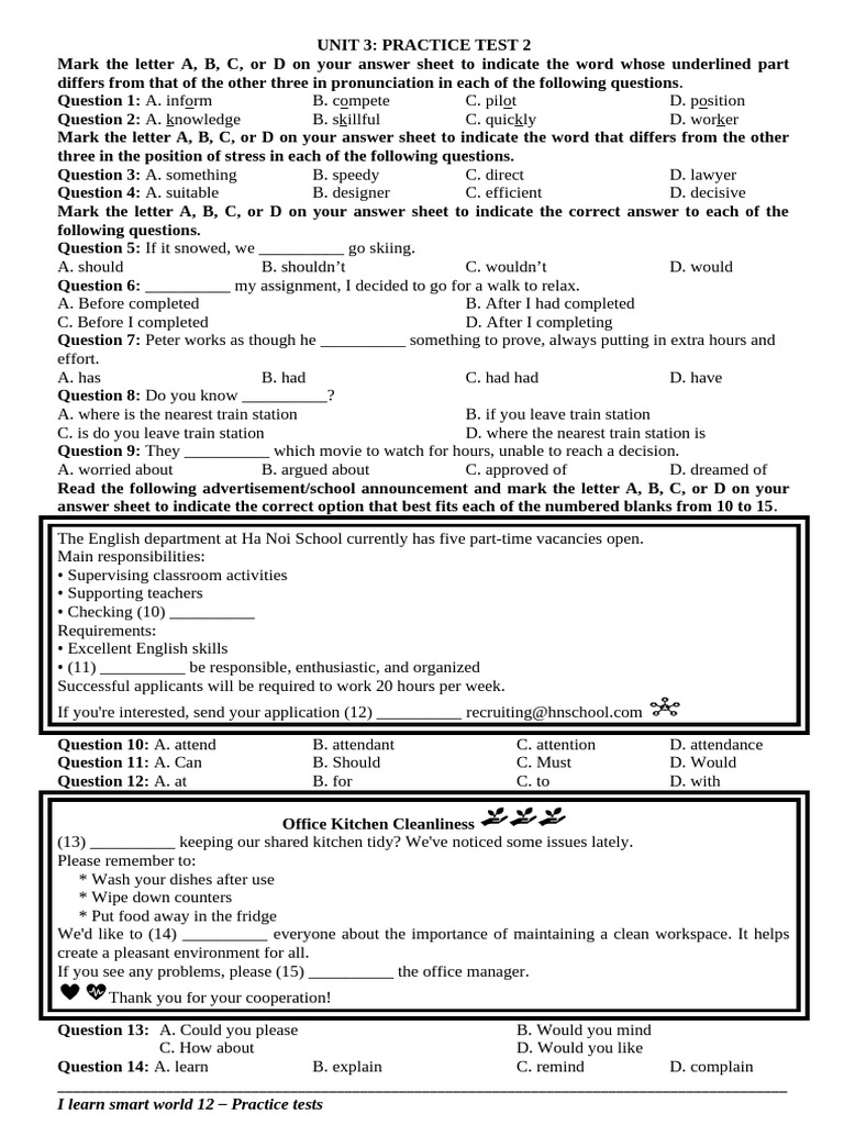 Unit 3 - Practice Test 2 | PDF | Skill | Critical Thinking
