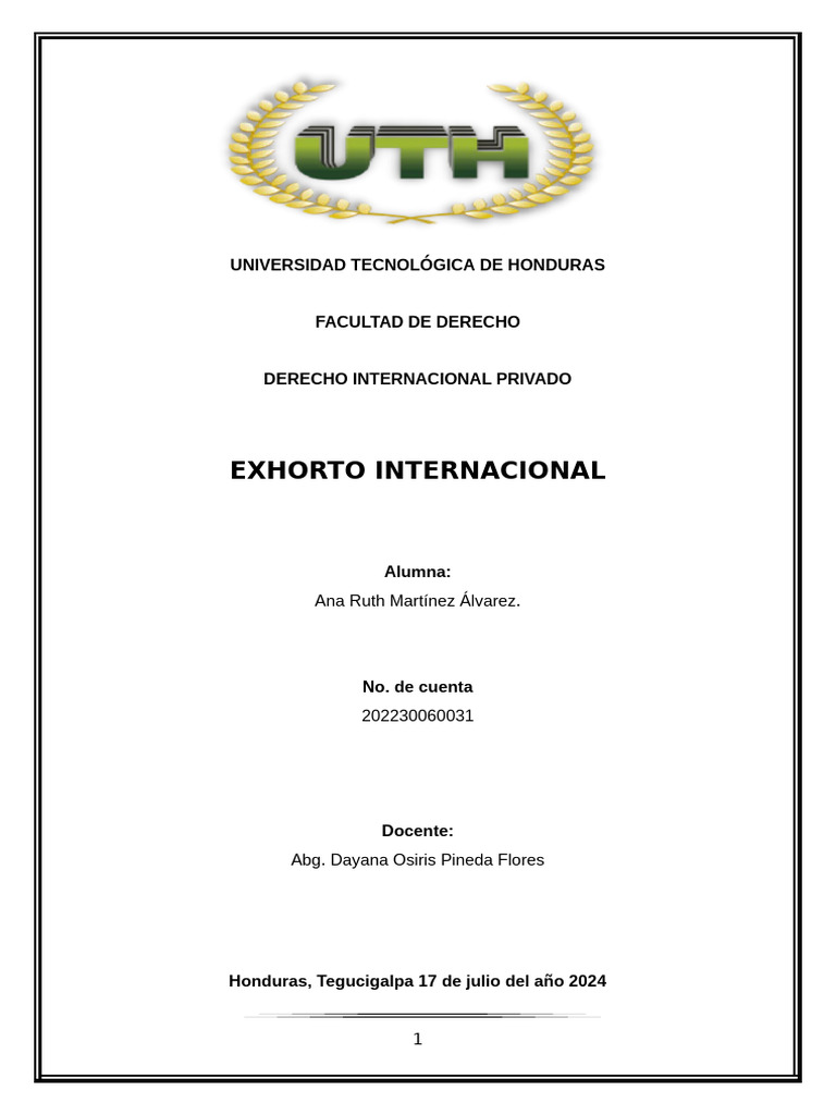Definición y Procedimiento del Exhorto Internacional | PDF ...