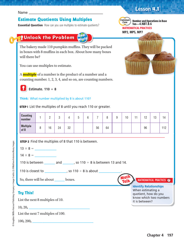 Estimate Quotients Using Multiples: Unlock The Problem | PDF ...