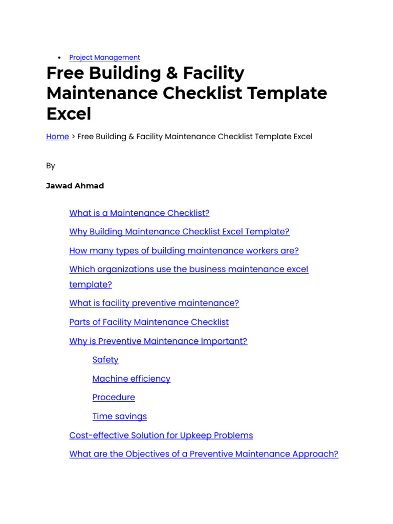 Free Building Maintenance Checklist Template | PDF