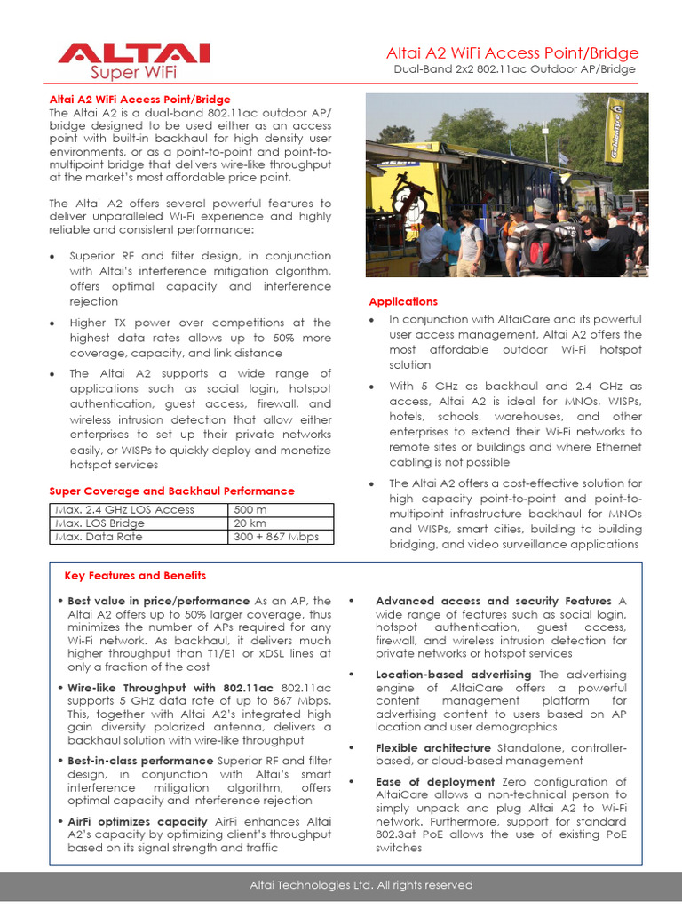 Altai A2 Catalog Eng 210830 | PDF | Wi Fi | Ieee 802.11