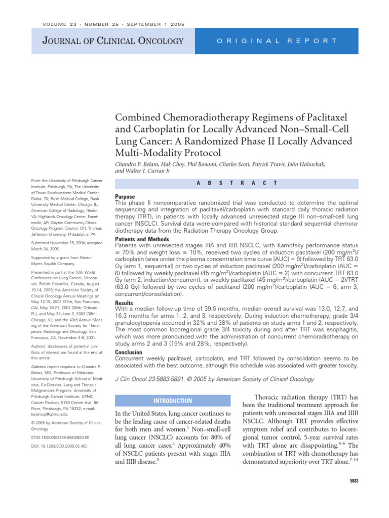 Paclitaxel and Carboplatin in NSCLC Treatment | PDF | Radiation Therapy ...