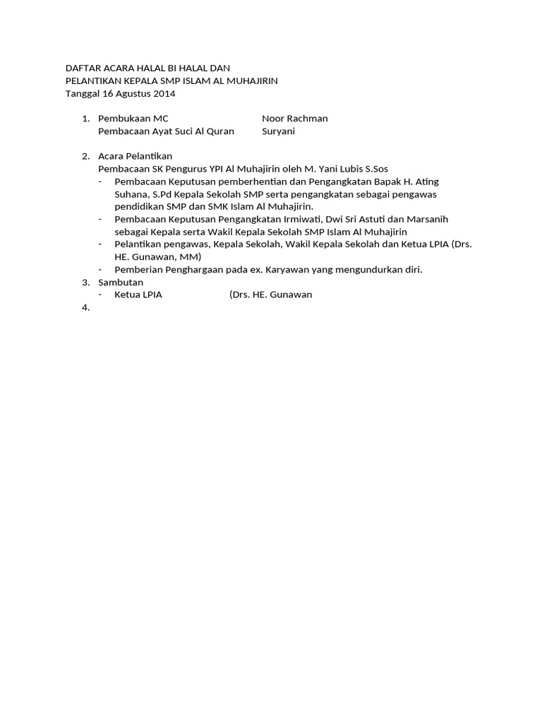 Daftar Acara Halal Bi Halal Dan | PDF | Agama & Spiritualitas | Gaya Hidup