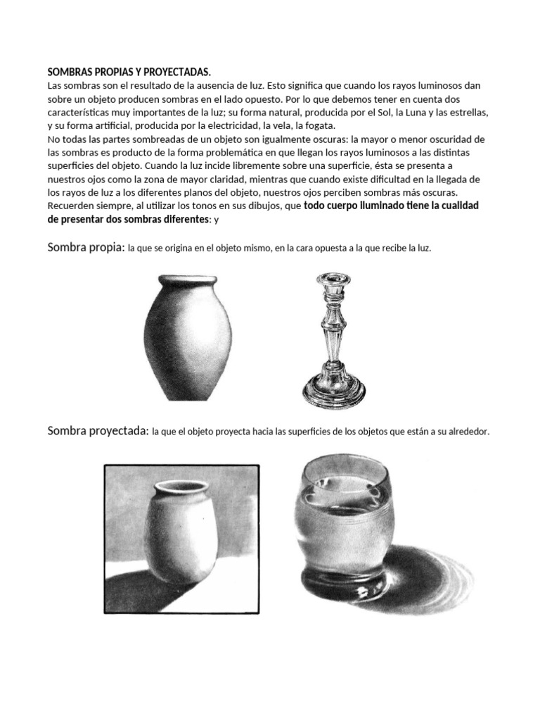 Sombra Propia y Proyectada en Dibujo | PDF | Sombra | Ligero