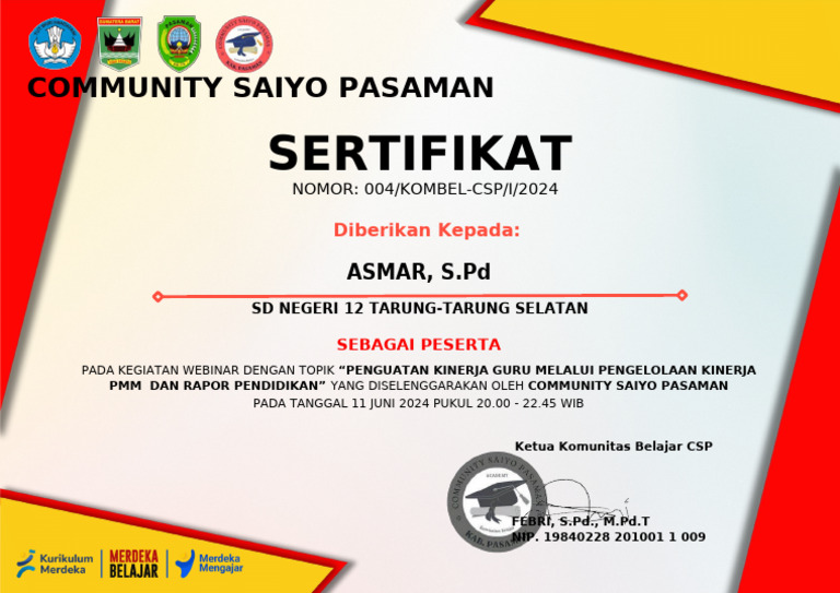 Tambahan Sertifikat CSP Asmar | PDF | Karier & Perkembangan