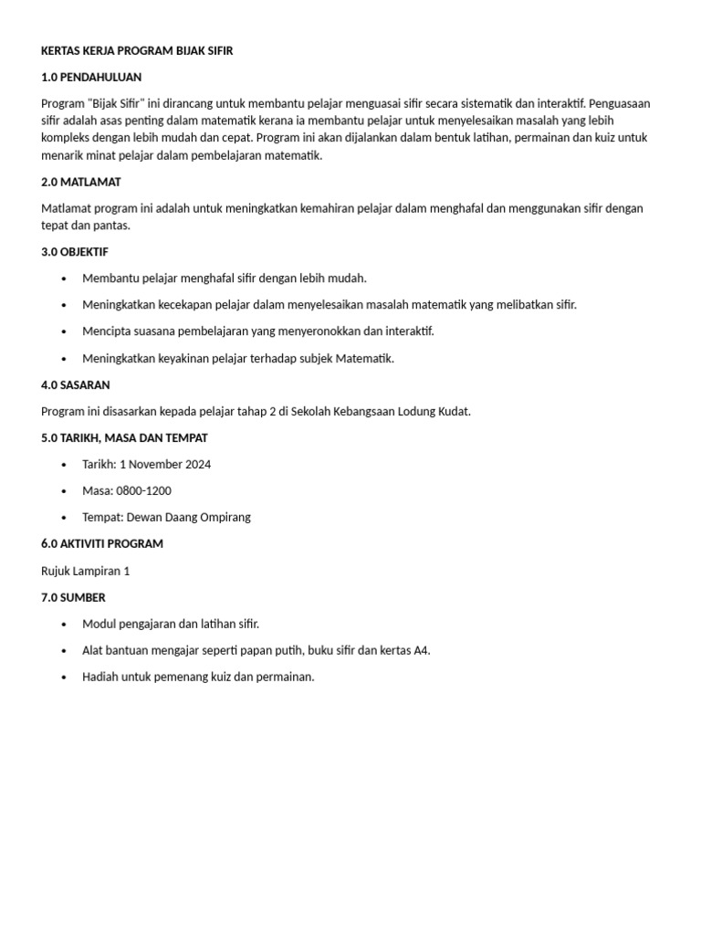 Program Bijak Sifir untuk Pelajar Matematik | PDF