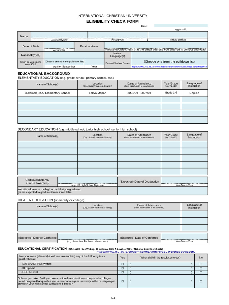 Eligibility Check Form | PDF | Middle Schools | Schools