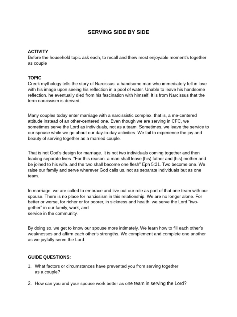 Serving Side by Side | PDF | Self-Improvement | Wellness