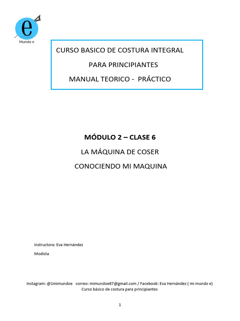 Manual Módulo 2 Clase 6. La Máquina de Coser. Conociendo Mi Máquina-2 | PDF | Máquina de coser ...