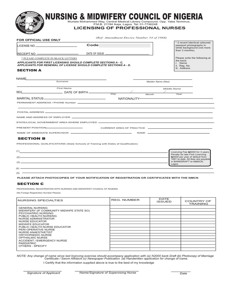 LICENSING FORM - CDR | PDF | Nursing | Health Care