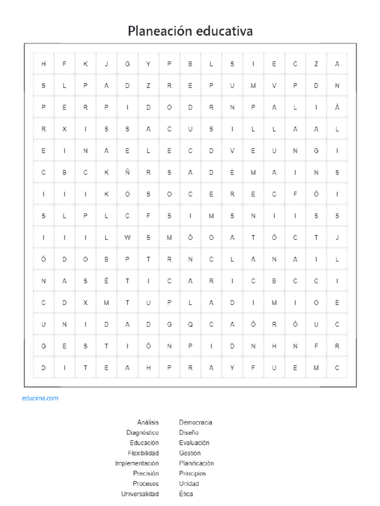 Sopa de Letras de Planeacion | PDF