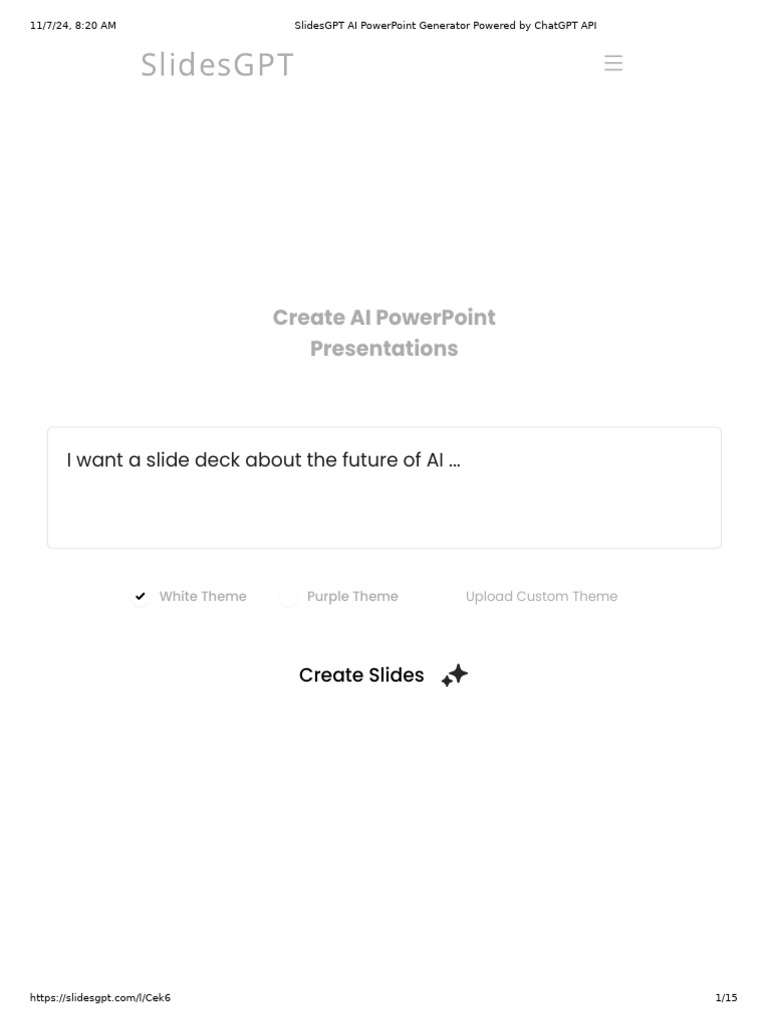SlidesGPT AI PowerPoint Generator Powered by ChatGPT API | PDF