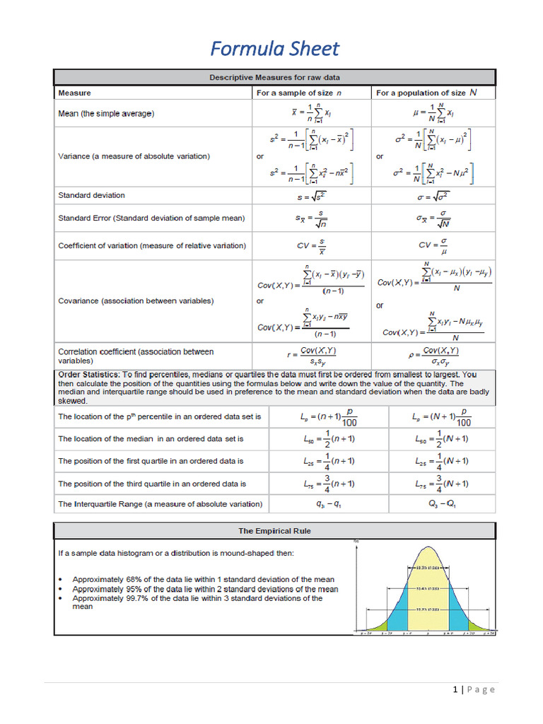 Formulae and Probability Distributions | PDF | Errors And Residuals | Variance