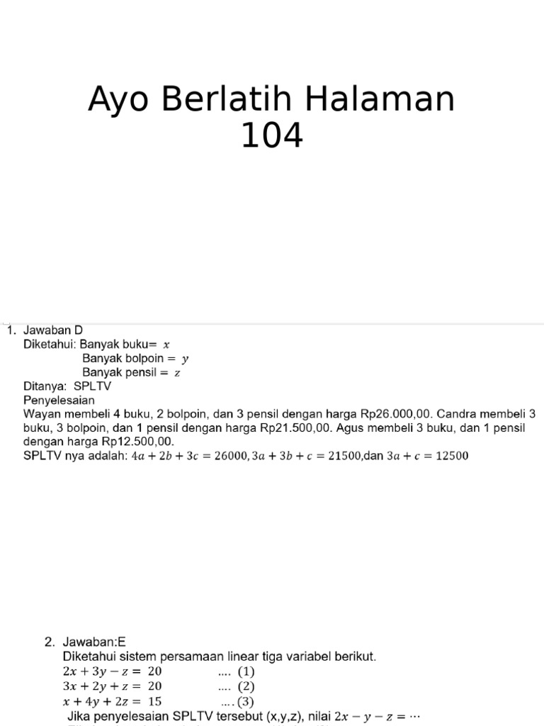 Ayo Berlatih Halaman 104 | PDF