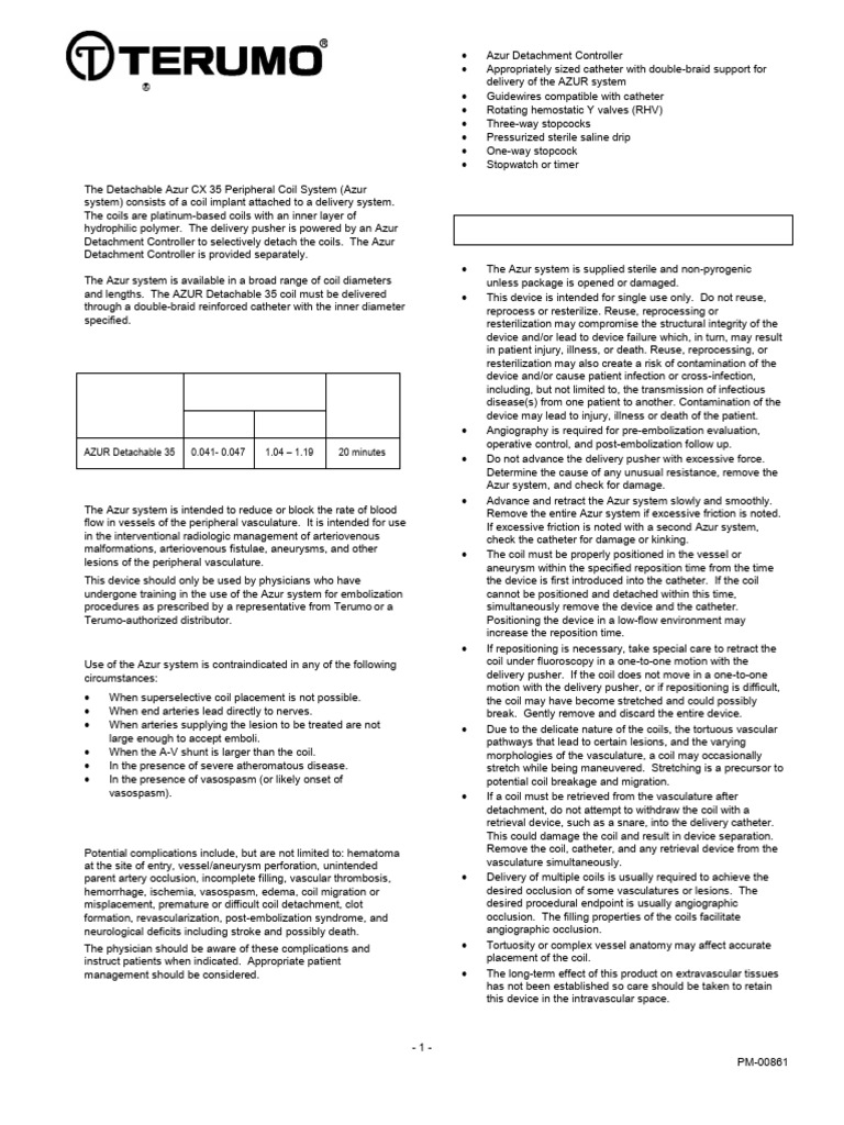 Microvention AZUR IFU Combined | PDF | Catheter | Angiography