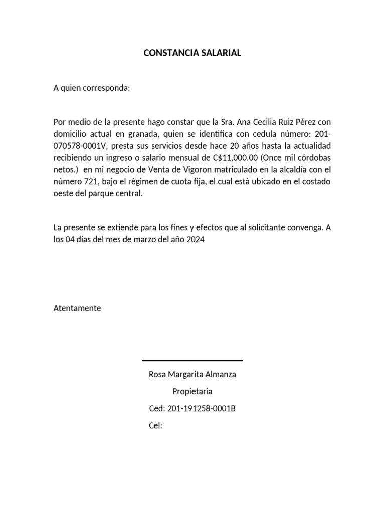 Constancia Salarial | PDF