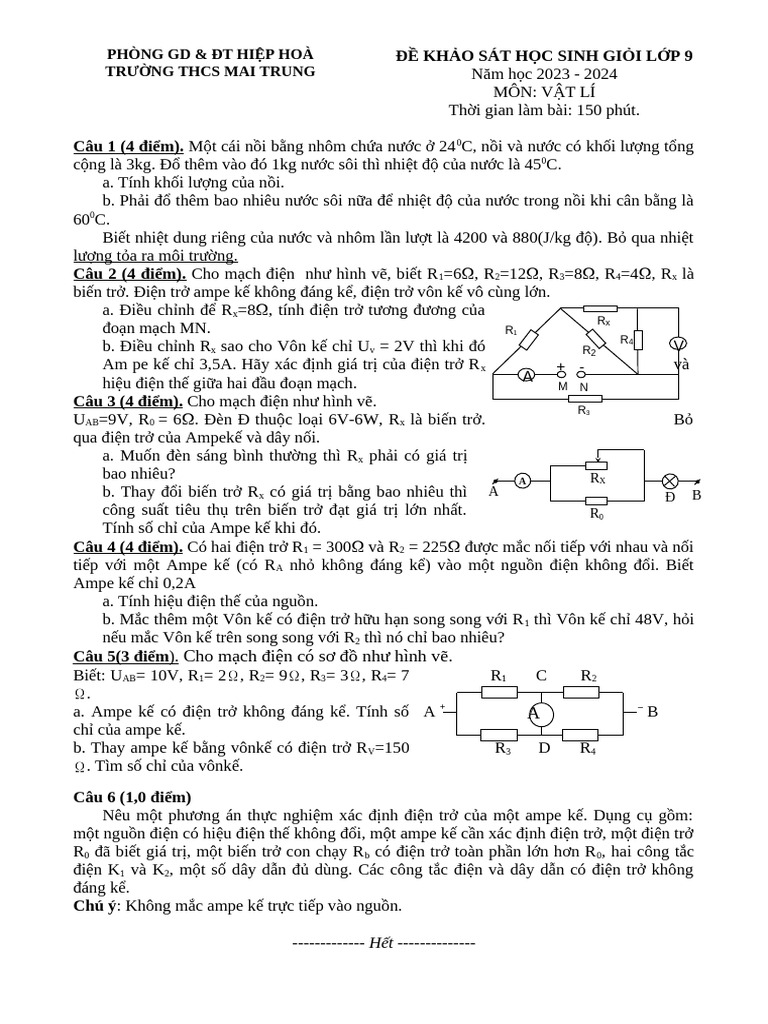 2.de Thi TH HSG Lí 9 | PDF