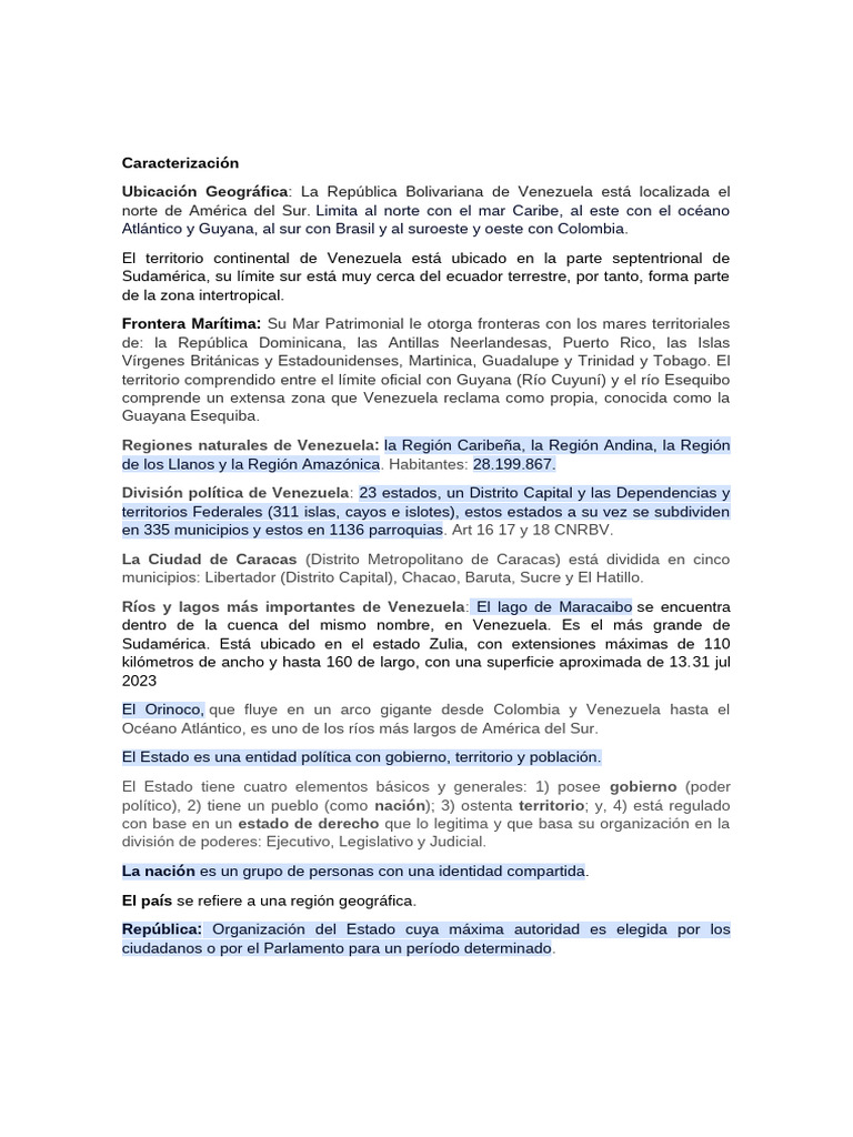 División Politica Territorial de Venezuela | PDF | Venezuela | América ...