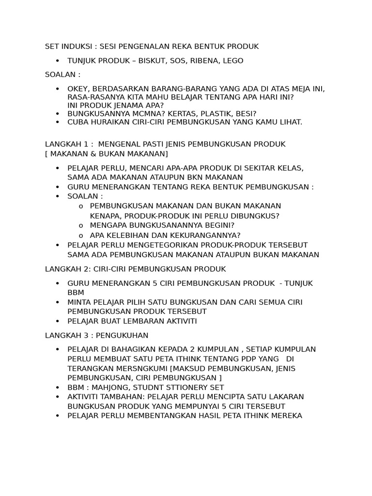 Poin RPH RBT THN 4 Reka Bntuk Pembungkusan | PDF | Karier & Perkembangan