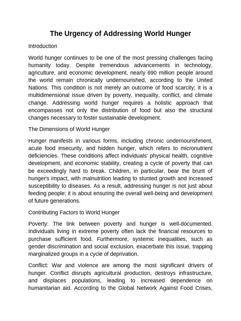 Urgent Solutions for Global Hunger Crisis | PDF | Hunger | Agriculture
