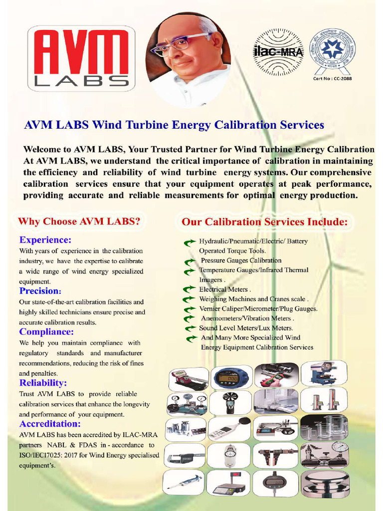 AVM Labs For Wind Energy Equipment Calibration & Services | PDF