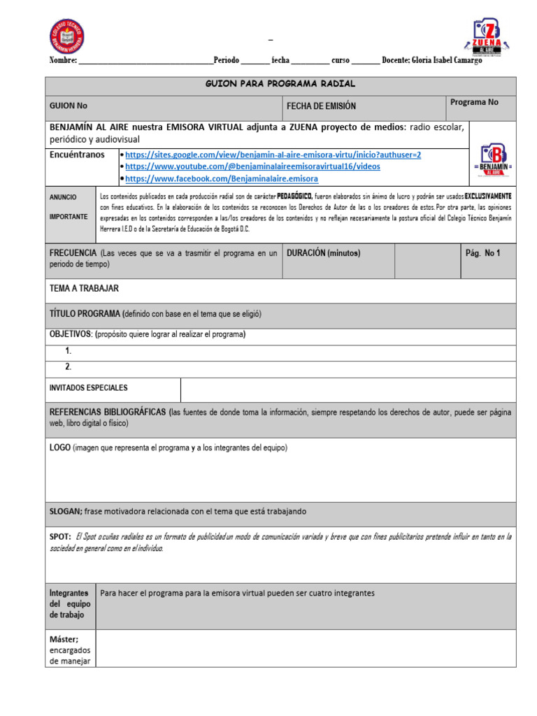 00 Formato Guion para Programa Radial 2024 | PDF | Crecimiento personal y profesional | Estudios ...