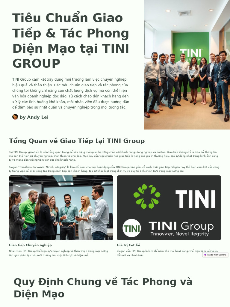 Tieu Chuan Giao Tiep and Tac Phong Dien Mao Tai TINI GROUP | PDF
