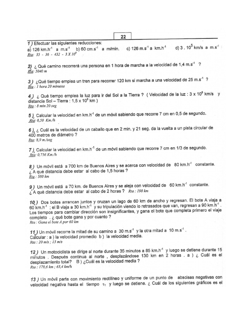 GUÍA Ejercicios de MRU y MRUV | PDF