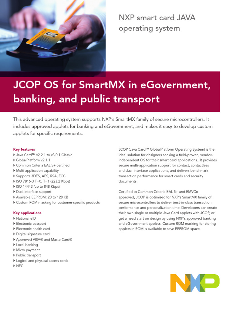 JCOP Java Card SmartMX Egovernment Banking and Public Transport | PDF | Smart Card | Computing