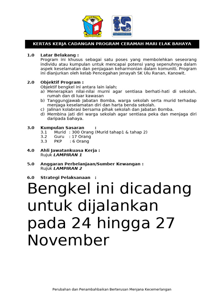 Kertas Kerja Ceramah Bomba | PDF