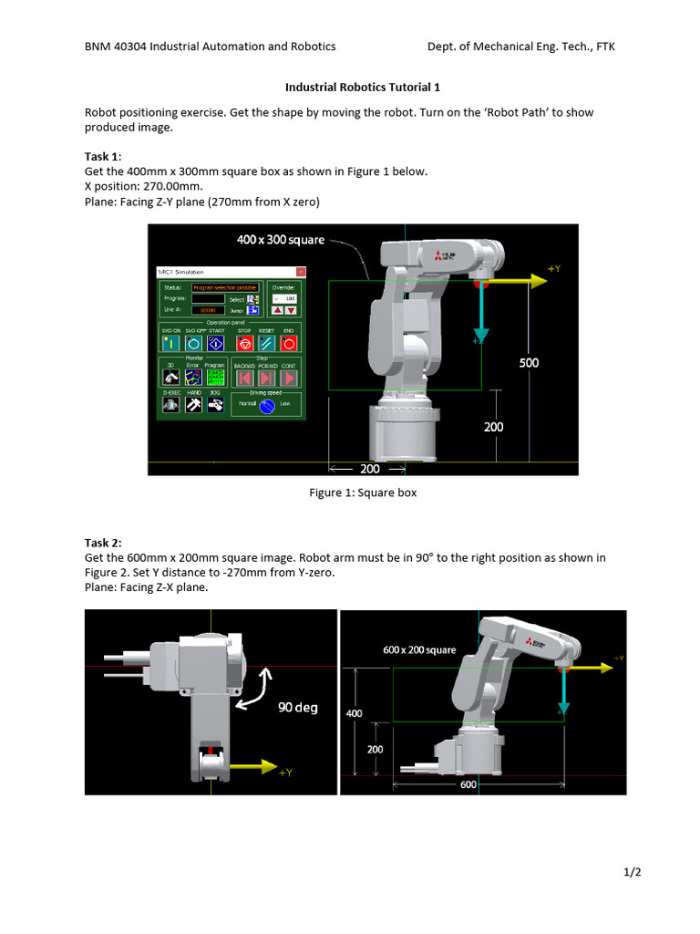 Industrial Robotics Tutorial 1 - Robot Positioning | PDF | Technology ...