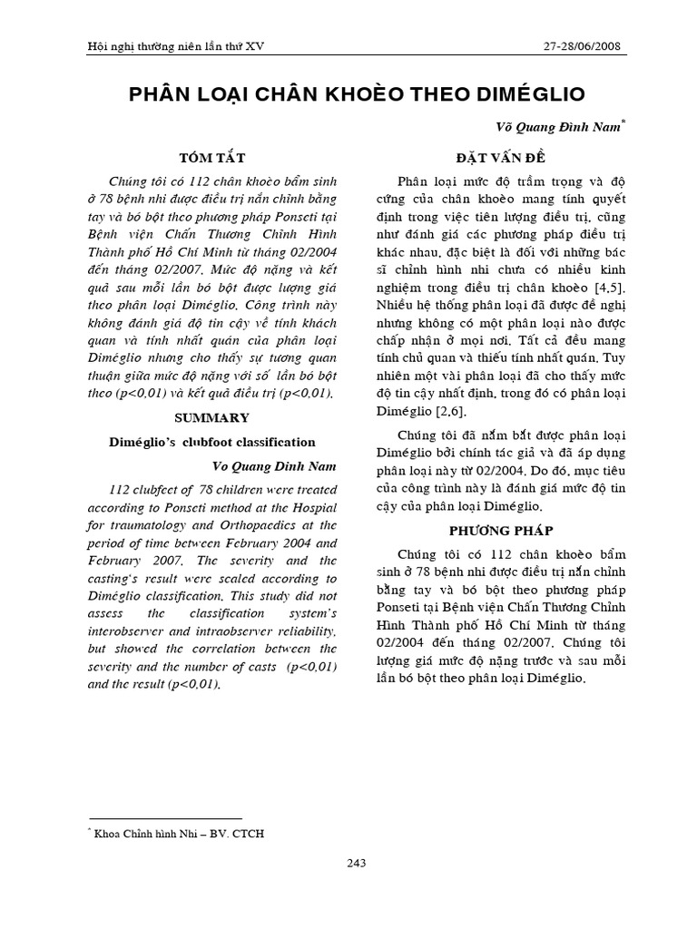 Phan Loai Chan Khoeo Theo Dimeglio 2769 | PDF | Teaching Methods ...