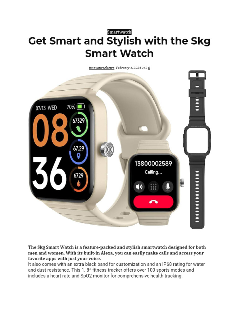 SKG Smart Watch: Features & Benefits | PDF | Smartwatch | Physical Fitness