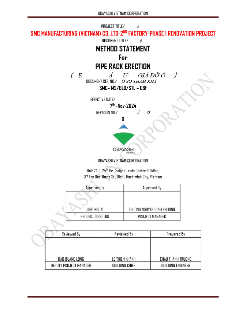 SMC2.1 - MS - External Pipe Rack Installation Rev00 | PDF