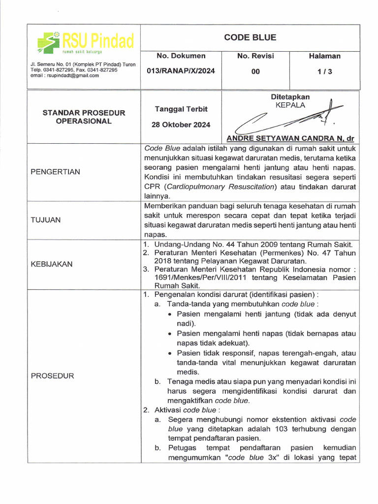 00 SPO Code Blue | PDF