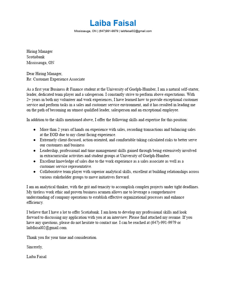 Laiba Faisal - Cover Letter | PDF