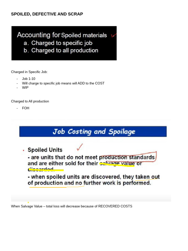 Spoilage, Defective, Scrap | PDF | Finance & Money Management ...
