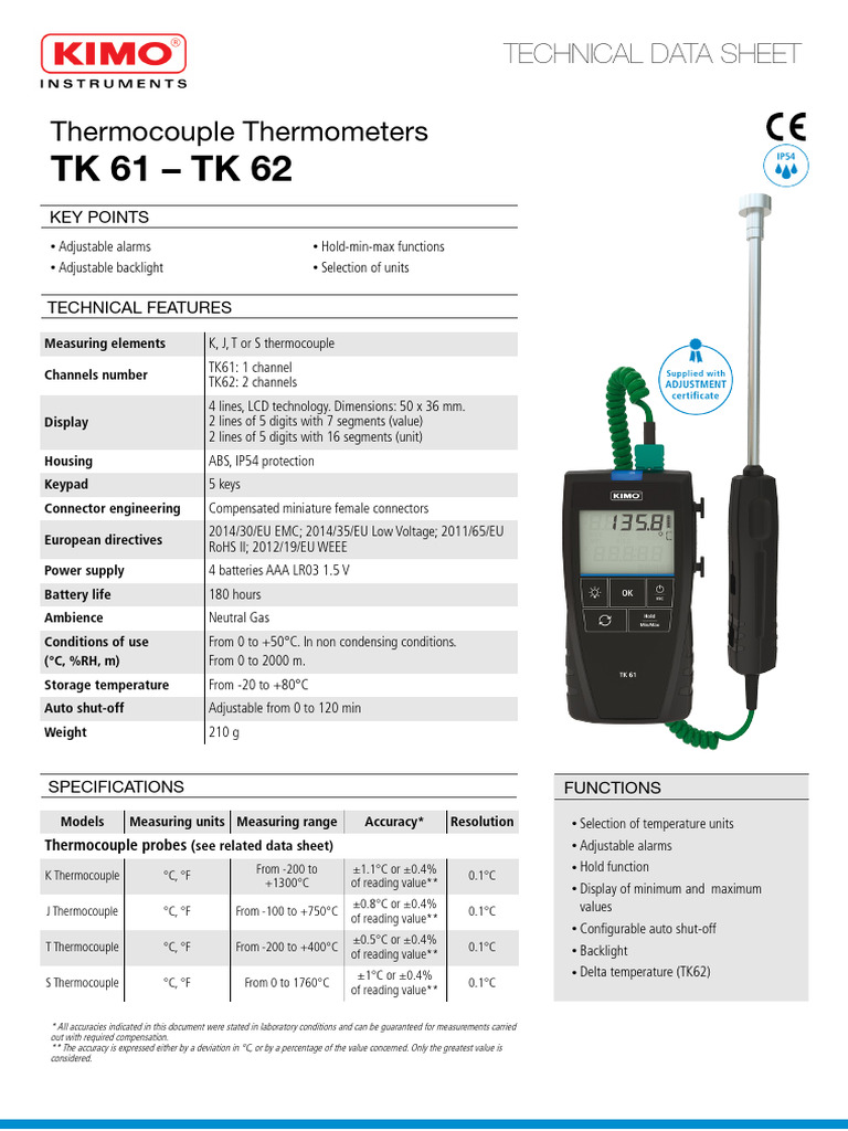 FTang - Portable TK61 TK62 - 13 04 17 - 0 | PDF | Thermocouple | Electrical Engineering