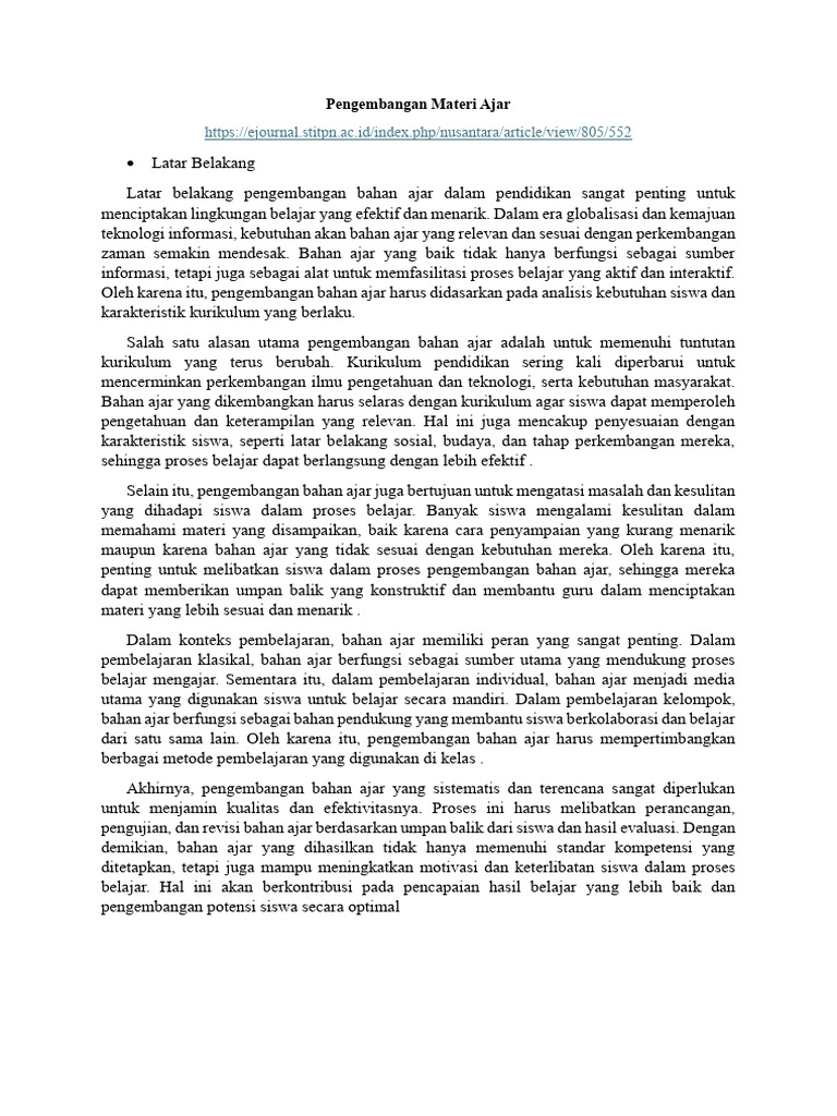 Pengembangan Bahan Ajar | PDF