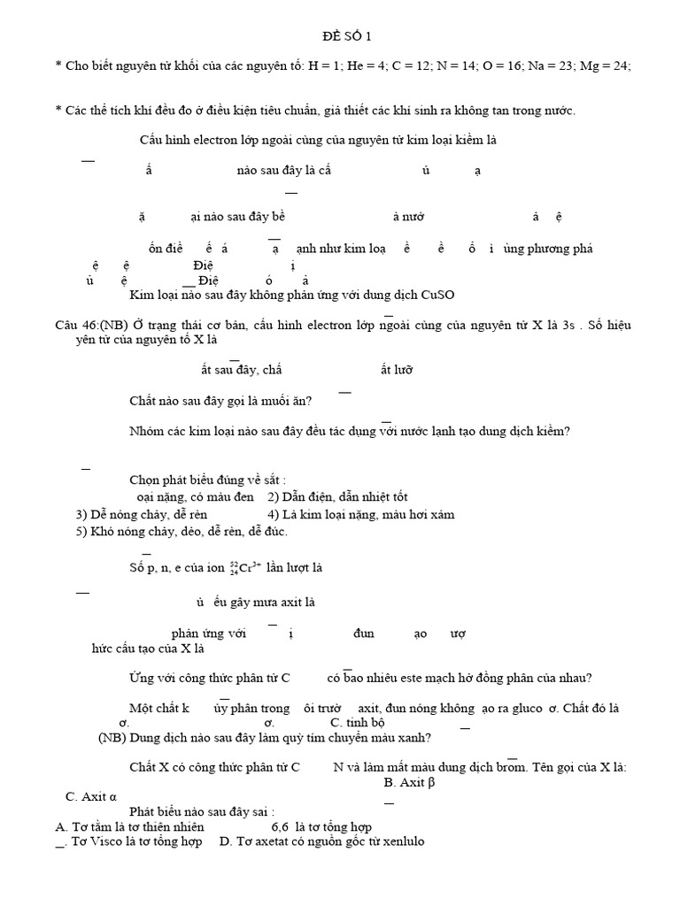 Hoa Deso1 THPTQG 2021 - 15620217 | PDF