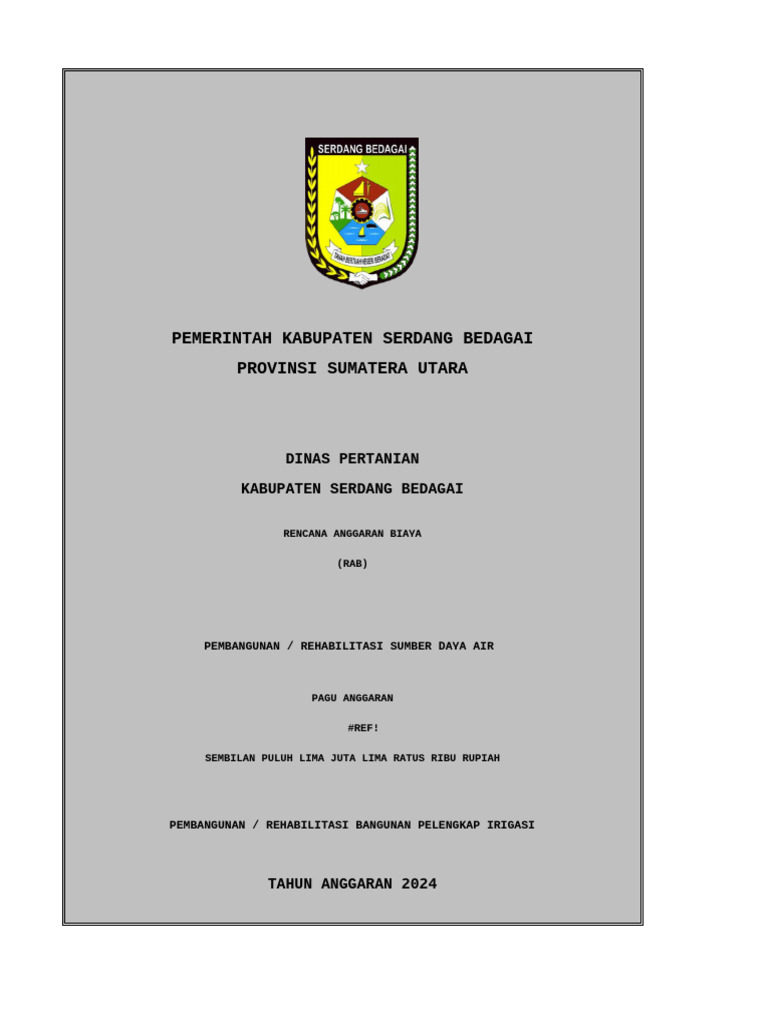 RAB Pengusulan Pelengkap Irigasi P3A TIRTA APIK | PDF