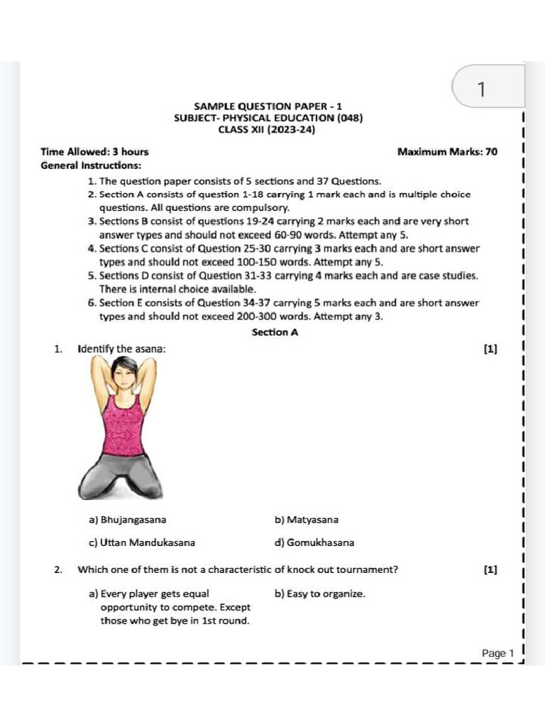 Shample Paper Physical Education 2024 | PDF