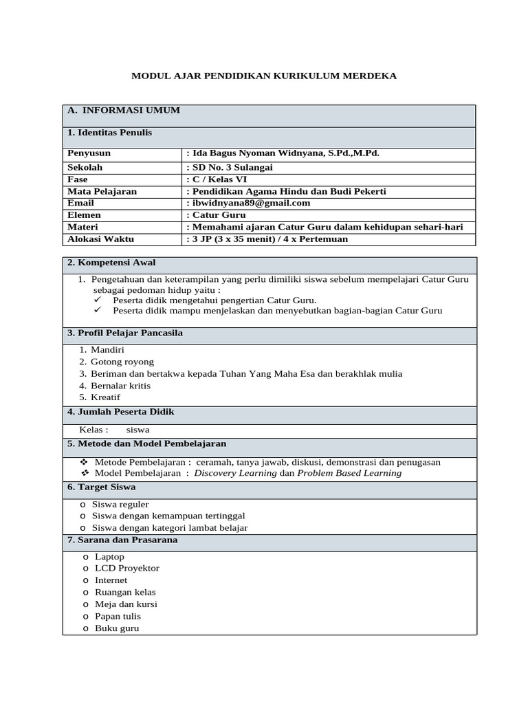 Modul Catur Guru | PDF