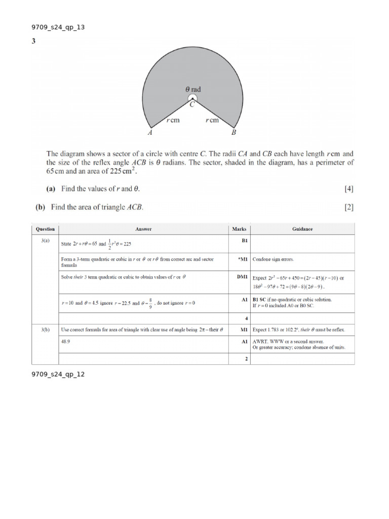 4+Circular+measure+Past+Papers | PDF | Science & Mathematics