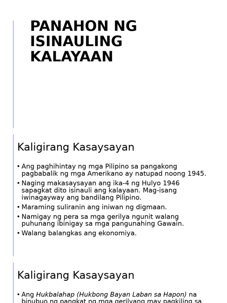Panahon NG Isinauling Kalayaan | PDF
