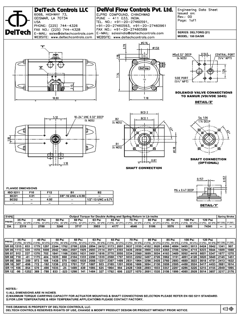 Dibujo Actuador Deltech Modelo150 Microfinish | PDF
