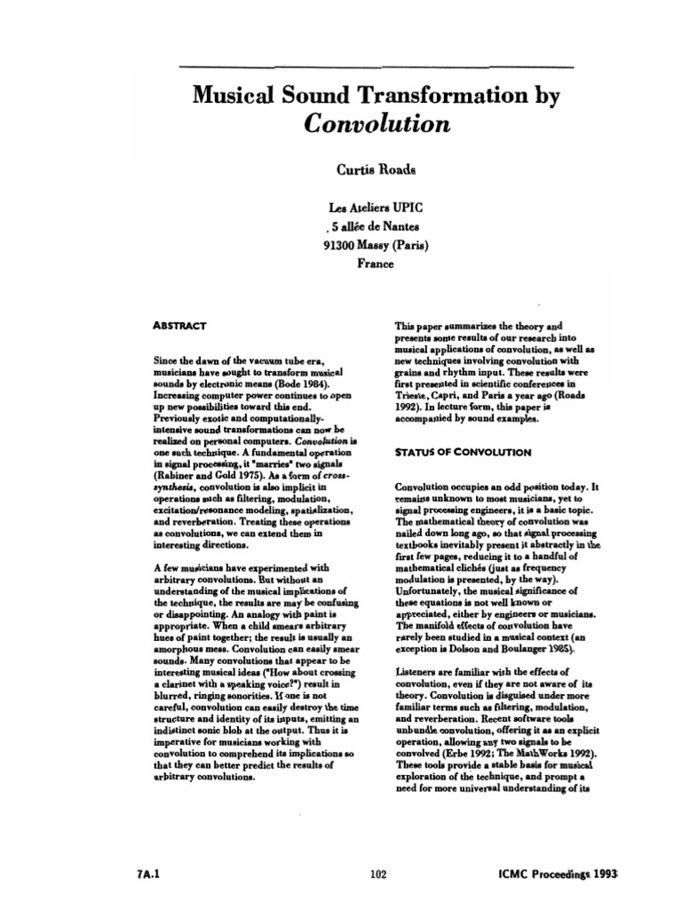 Roads - Musical Sound Transformation by Convolution | PDF