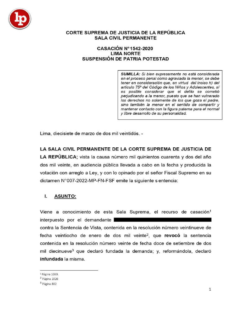 Casacion-N-1542-2020-Lima-Norte-LPDerecho_241105_203440 | PDF Casacion-N-1542-2020-Lima-Norte-LPDerecho_241105_203440 | PDF